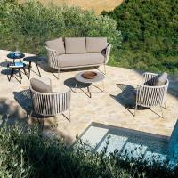 China Villa Outdoor Sofa Set with Steel Frame and Handcrafted Rope AJUNION Luxury Garden Set for sale