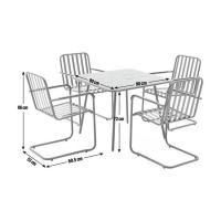 China 4 Seater Metal Steel Outdoor Furniture Garden Set with Square Table and Dining Chairs for sale