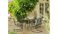 China 4 Seater Metal Steel Outdoor Furniture Garden Set with Square Table and Dining Chairs for sale