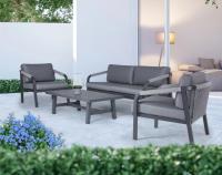 China Waterproof Polyster Fabric Outdoor Furniture Garden Rope Weave Sofa Patio Lounge Set for sale