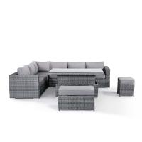 China Modern Rattan Garden Set with Sectional Dining Sofa and Rising Table Outdoor Furniture for sale