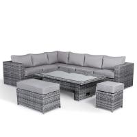 China Modern Rattan Garden Set with Sectional Dining Sofa and Rising Table Outdoor Furniture for sale