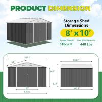 China Outdoor Storage Tools Shed Large Size 8x10FT Metal House with 66.5