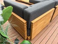 China 7 Seater Luxury Teak Wood Outdoor Patio Sofa Set Armless Sofa Size W99 x D104 x H56cm for sale