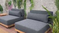 China 7 Seater Luxury Teak Wood Outdoor Patio Sofa Set Armless Sofa Size W99 x D104 x H56cm for sale