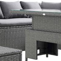 China Rectangular Corner Dining Sofa Set with Rising Table AJUNION Rattan Garden Furniture for sale