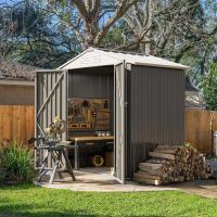 China Powder Coated AJUNION Metal Garden Shed Double Lockable Door 50