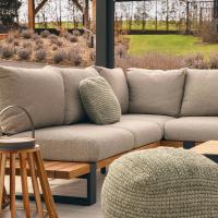 China Modern Stylish Teak Wood Outdoor Corner Sofa Lounge Set for Commercial Hotel Villa for sale