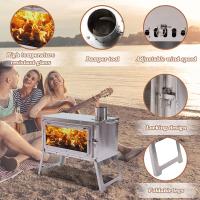 China Outdoor Patio Camping BBQ Party Portable Stainless Steel Wood Burning Camp Stove with Chimney Pipes for sale