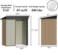 China AJUNION Modern Design 5x3ft Metal Garden Shed Single Lockable Doors 61.2