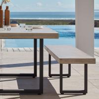 China Outdoor Furniture AJUNION Modern Aluminum Garden Chair with Rectangular Dining Table for sale