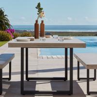 China Outdoor Furniture AJUNION Modern Aluminum Garden Chair with Rectangular Dining Table for sale