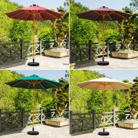 China Solid Wood Round Parasol Sun Umbrellas for Outdoor Camping Cafe Patio Garden Furniture for sale