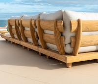 China Teak Wood Commercial Hotel Sofa Garden Set Furniture with Middle Sofa Size W100xH110cm for sale