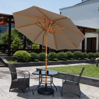 China Solid Wood Round Parasol Sun Umbrellas for Outdoor Camping Cafe Patio Garden Furniture for sale