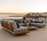China Teak Wood Commercial Hotel Sofa Garden Set Furniture with Middle Sofa Size W100xH110cm for sale