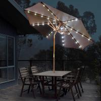 China Solid Wood Round Parasol Sun Umbrellas for Outdoor Camping Cafe Patio Garden Furniture for sale