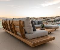 China Teak Wood Commercial Hotel Sofa Garden Set Furniture with Middle Sofa Size W100xH110cm for sale