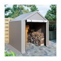 China PE Fabric Roof Cover AJUNION 6.2x5.6ft Outdoor Storage Tent Metal Garden Bike Shed for Tools Firewood for sale
