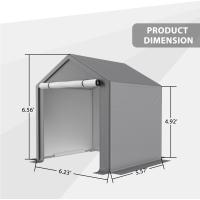 China PE Fabric Roof Cover AJUNION 6.2x5.6ft Outdoor Storage Tent Metal Garden Bike Shed for Tools Firewood for sale