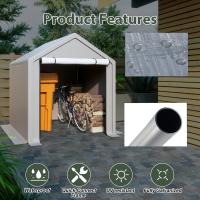 China PE Fabric Roof Cover AJUNION 6.2x5.6ft Outdoor Storage Tent Metal Garden Bike Shed for Tools Firewood for sale