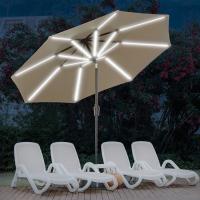 China Outdoor Cafe Patio Beach Parasol with Solar LED Lights and Aluminium Centre Pole for sale