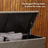 China AJUNION Rattan Weave Cushion Storage Box A Must-Have for Tools Lock and Wheels Included for sale