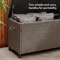 China AJUNION Rattan Weave Cushion Storage Box A Must-Have for Tools Lock and Wheels Included for sale