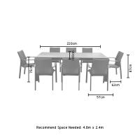 China Y Mail Packing 8 Seater Outdoor Dining Set with Metal Furniture and Teak Wood Table for sale