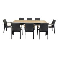 China Y Mail Packing 8 Seater Outdoor Dining Set with Metal Furniture and Teak Wood Table for sale