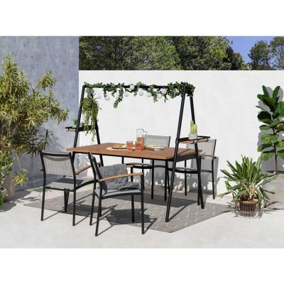 China Metal Garden Set AJUNION Modern Design 4 Seat Outdoor Dining Set for Patio Furniture for sale