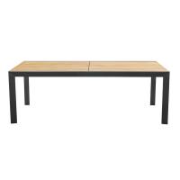China Extendable Teak Wood Tabletop Outdoor Dining Set for 12 Seat Cushioned Outdoor Chairs for sale