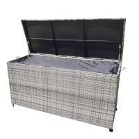 China Spacious Multifunctional Wicker Rattan Garden Storage Box with Wheels by AJUNION for sale