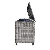 China Spacious Multifunctional Wicker Rattan Garden Storage Box with Wheels by AJUNION for sale