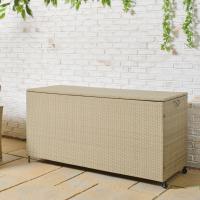 China Spacious Multifunctional Wicker Rattan Garden Storage Box with Wheels by AJUNION for sale