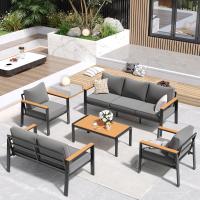 China Modern 7 Seater Metal Garden Furniture Set for Outdoor Sectional Sofa and Patio Furniture for sale