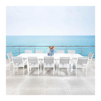 China Modern Style Aluminum Outdoor Dining Set 12 Seat Armchair and Extendable Dining Table for sale