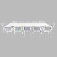 China Modern Style Aluminum Outdoor Dining Set 12 Seat Armchair and Extendable Dining Table for sale