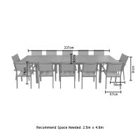 China Modern Style Aluminum Outdoor Dining Set 12 Seat Armchair and Extendable Dining Table for sale