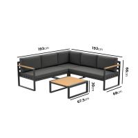China Outdoor Metal Furniture Set for Garden Corner Sofa Lounge Modern Design Wood for sale