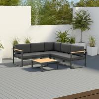 China Outdoor Metal Furniture Set for Garden Corner Sofa Lounge Modern Design Wood for sale