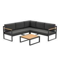 China Outdoor Metal Furniture Set for Garden Corner Sofa Lounge Modern Design Wood for sale
