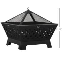 China Black Cover Metal Wood Burning Fire Pit for Outdoor Patio Backyard Garden Bonfire Camping for sale