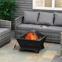 China Black Cover Metal Wood Burning Fire Pit for Outdoor Patio Backyard Garden Bonfire Camping for sale