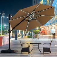 China Outdoor Furniture Must-Have Large Aluminium Hand Crank Umbrella with Solar LED Lights for sale