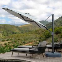 China Outdoor Furniture Must-Have Large Aluminium Hand Crank Umbrella with Solar LED Lights for sale