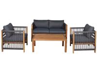 China Outdoor Furniture Set with Wooden Lounge Chairs and PE Rattan Weave W71 x D66 x H64cm for sale
