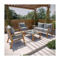 China Y Mail Packing Rattan Weave Outdoor Sofa Set with Solid Wooden Frame and PE Wicker for sale