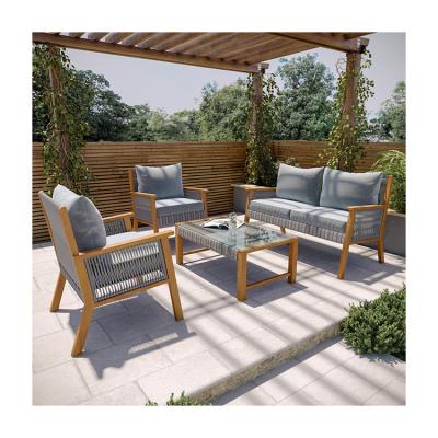 China Y Mail Packing Rattan Weave Outdoor Sofa Set with Solid Wooden Frame and PE Wicker for sale