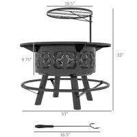 China Outdoor Warming Portable Round Steel Wood Burning Firepit Charcoal BBQ Grill Fire Pit Burner Kit for sale
